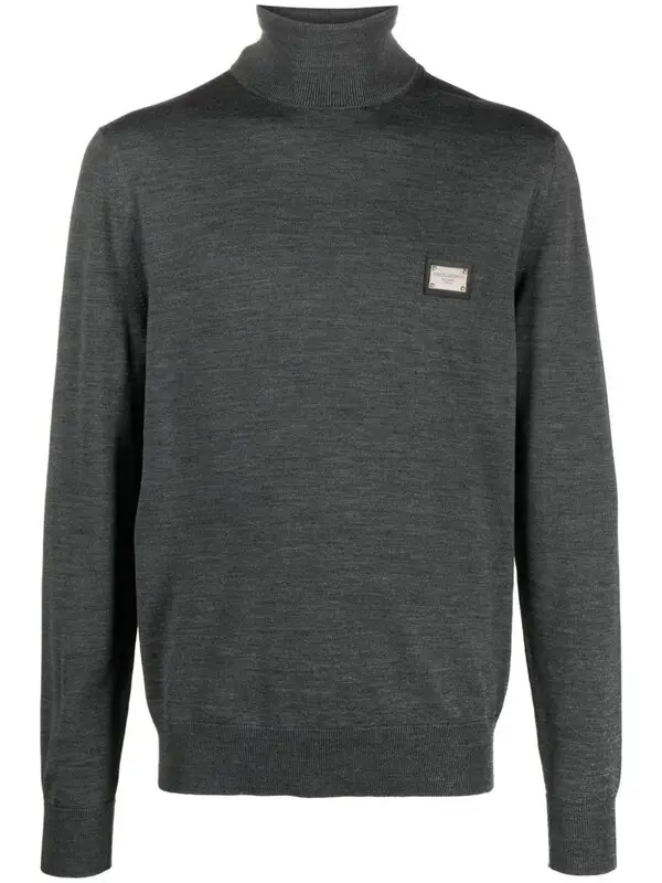 Dolce & Gabbana Logo-appliqué Wool Jumper - Grey