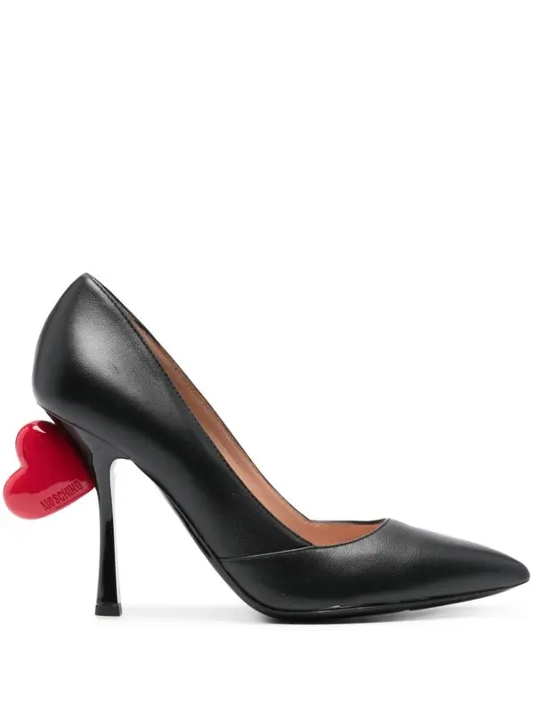 Moschino 105mm Heart-appliqué Leather Pumps