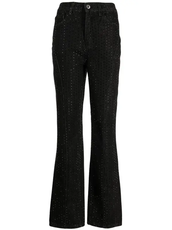 SELF-PORTRAIT Embellished Flared Jeans - Black