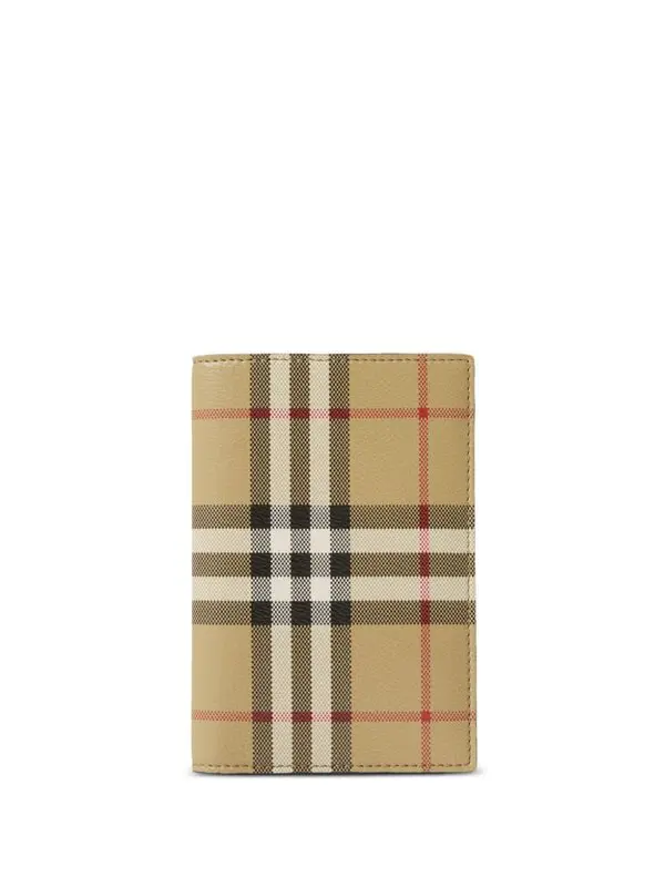 Burberry Checkered Leather Passport Holder - Neutrals