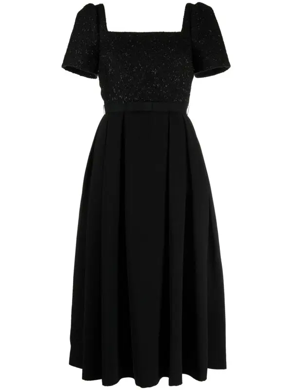 SELF-PORTRAIT Bouclé-panel Midi Dress