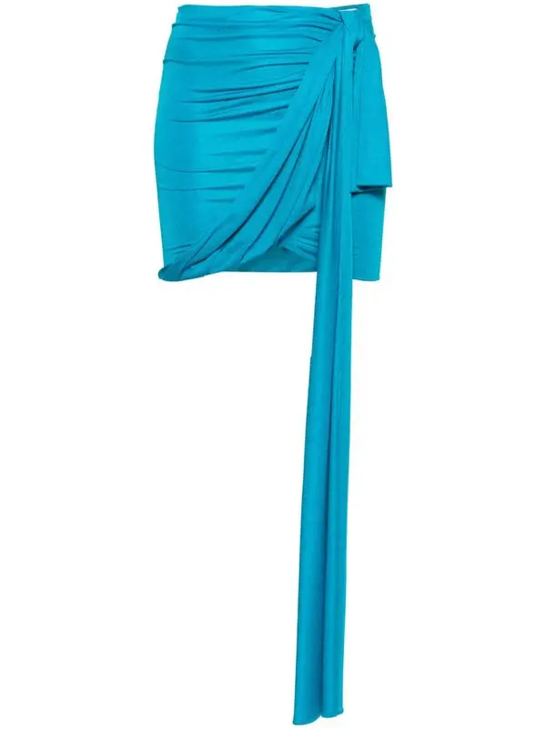 Blumarine Draped Jersey Miniskirt - Blue