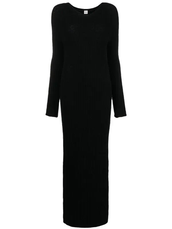 TOTÊME Ribbed Wool-blend Long Dress - Black