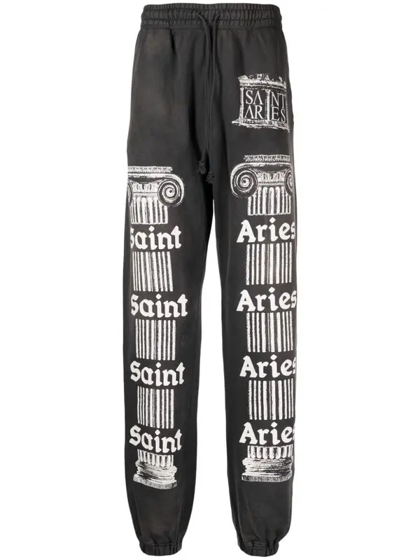 SAINT MXXXXXX Slogan-print Cotton Track Pants