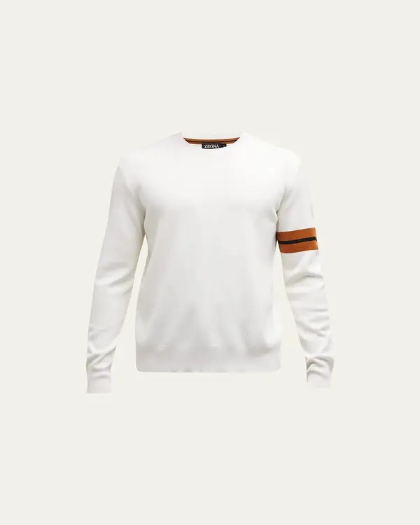 Zegna Signifier Sleeve Crewneck Sweater - White