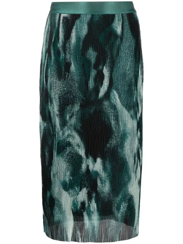 Hugo Boss Evibelle Abstract-print Pleated Skirt