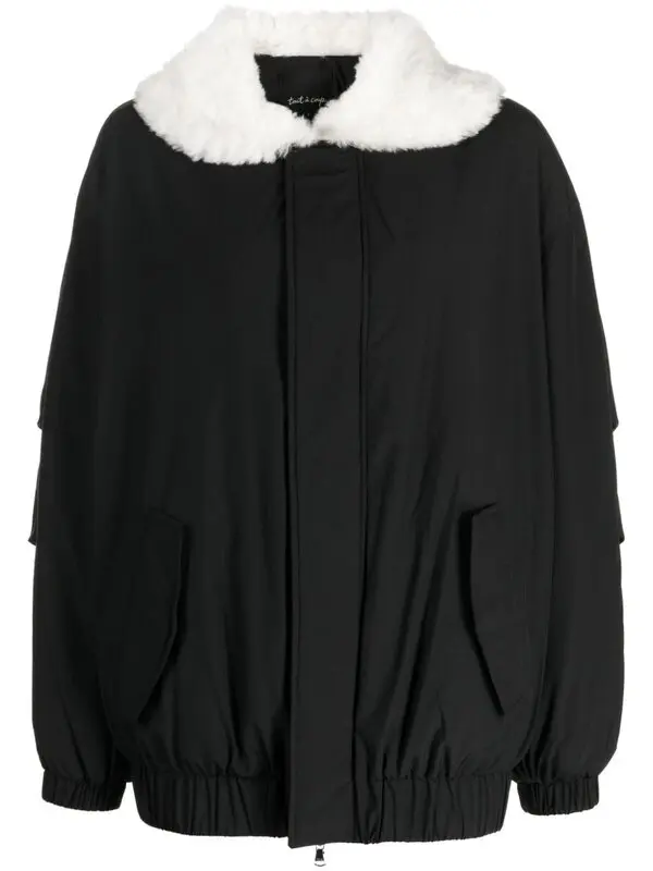 TOUT A COUP Faux Shearling-trim Jacket - Black