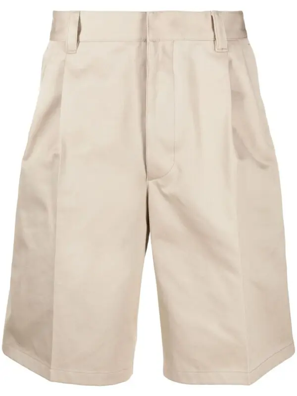 Prada Pleated Wide-leg Shorts - Neutrals