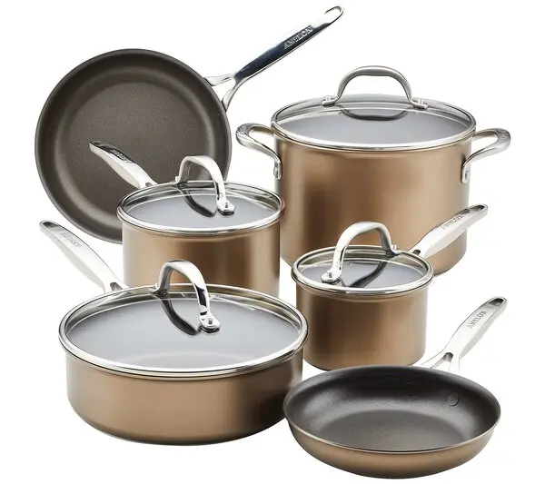ANOLON Ascend Hard Anodized Nonstick 10pc Cookw Are Set - One-color