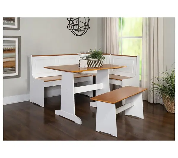 LINON Archer Corner Nook White Set W / Storage