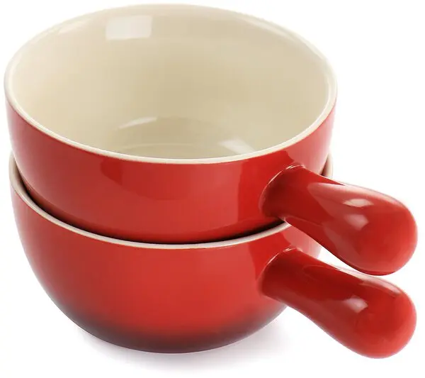 CROCK-POT 2 Piece Stoneware 22oz Soup Bowl Set W/ Long Handles