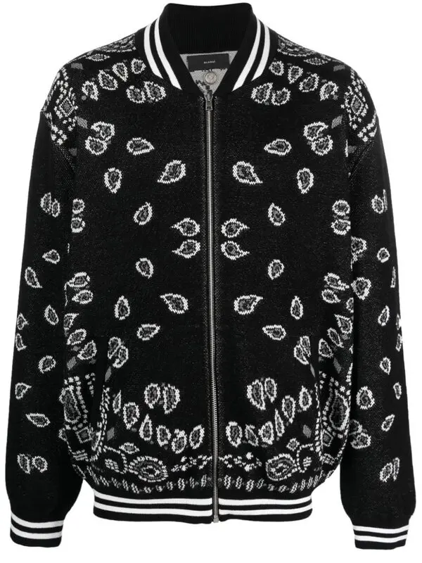 Alanui Bandana Piquet Cotton Bomber Jacket - Black