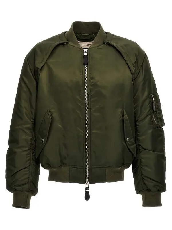 Alexander McQueen Harness Padded Nylon Bomber Jacket