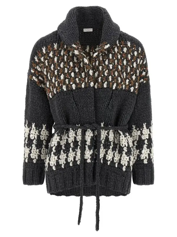 Brunello Cucinelli Knit Cardigan With Sequin Inserts - Multicolor