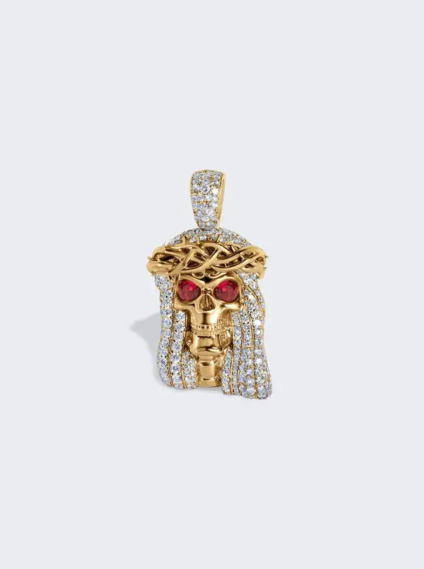ALEX MOSS 14k Skull Jesus Pendant