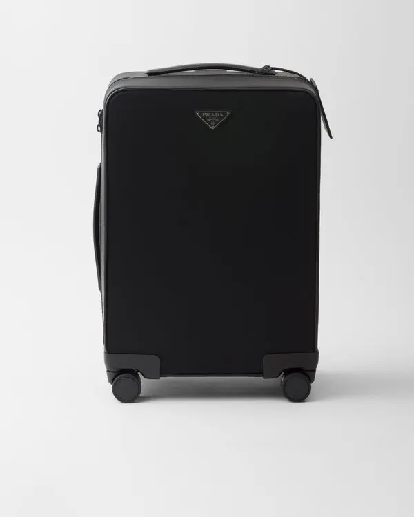 Prada Re-nylon And Saffiano Leather Trolley - Black