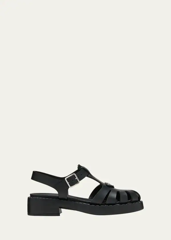 Prada Soft Cage Vinyl Sandals Nero Editorialist
