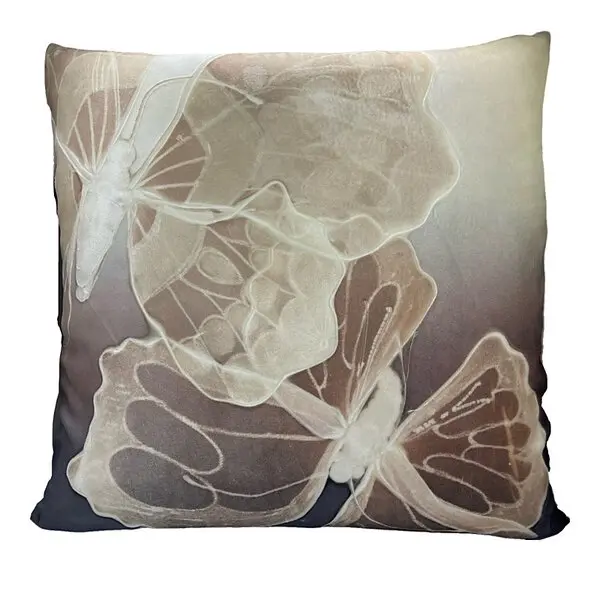 AVIVA STANOFF Monarch Ombre Kohl Pillow On Ivoire, 20 X 20