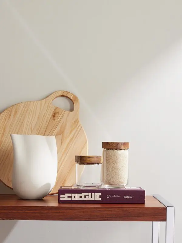 THE CONRAN SHOP Set Of Three Glass And Teak Stacking Jars, 500ml