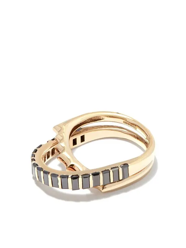 Luis Morais 14k Yellow Elliptical Black Diamond Ring