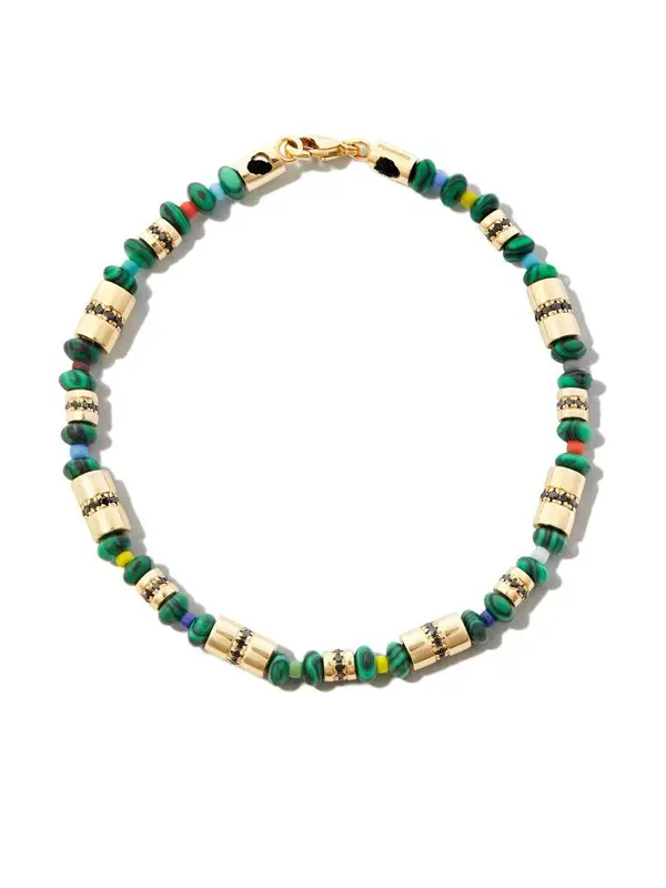 Luis Morais 14k Yellow Diamond, And Malachite Bracelet