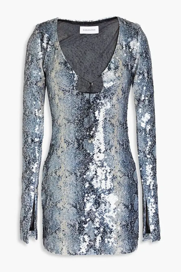 16Arlington Solaria Sequined Mini Dress - Slate Blue
