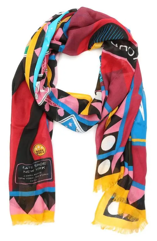 Kate Spade New York Madame Kate Oblong Scarf - Red Multi | Editorialist