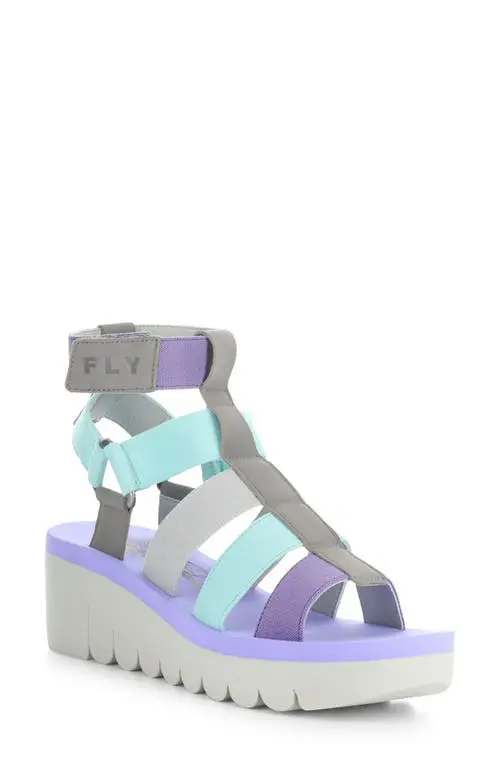Fly London Yufi Platform Wedge Sandal - Grey/multi Cupid