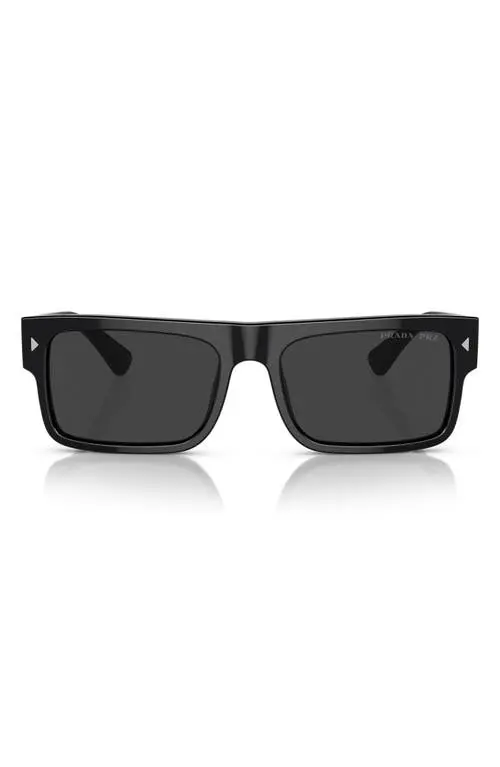 Prada 59mm Polarized Rectangle Sunglasses - Black