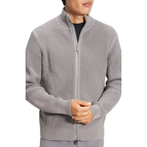 Theory Gary Front Zip Cardigan - Force Grey/ivory