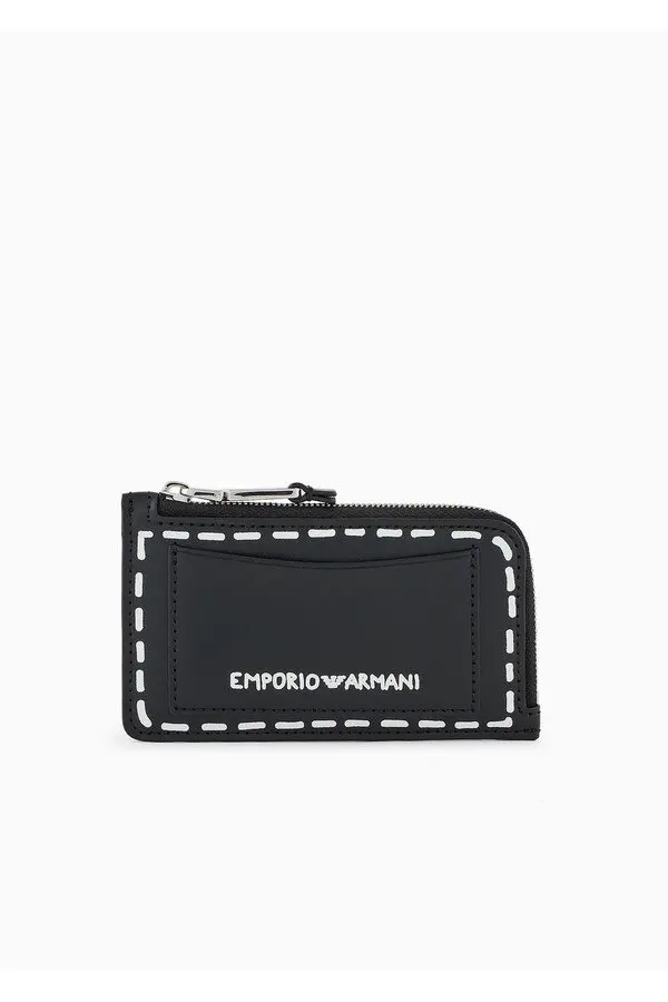 Emporio Armani Trompe Lœilprint Card Holder With Wraparound Zip