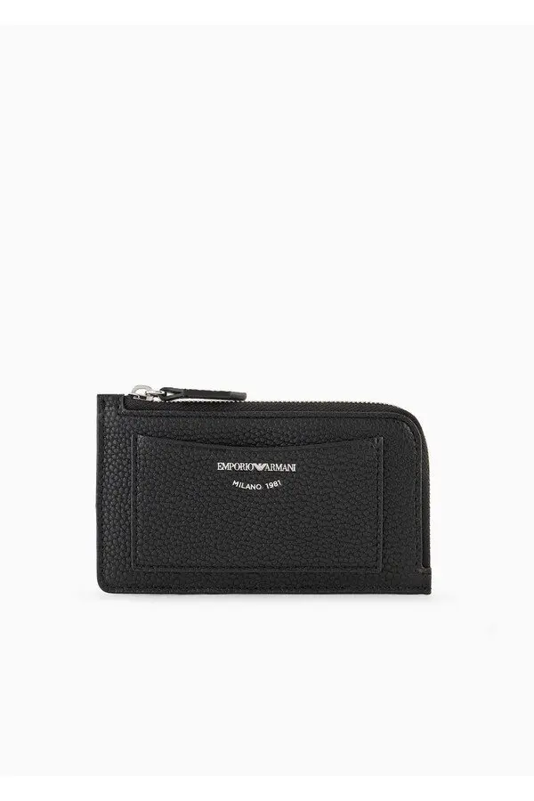 Emporio Armani Myea Deerprint Card Holder With Wraparound Zip Black