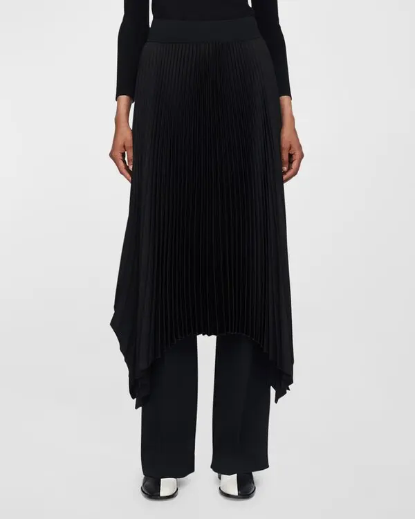 JOSEPH Ade Pleated Handkerchief Hem Midi Skirt - Black