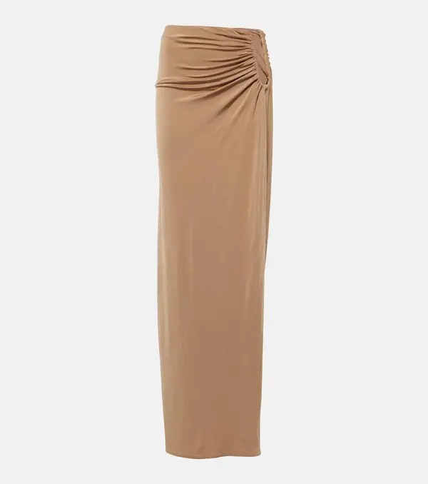 Magda Butrym Ruched Mid-rise Maxi Skirt - Brown
