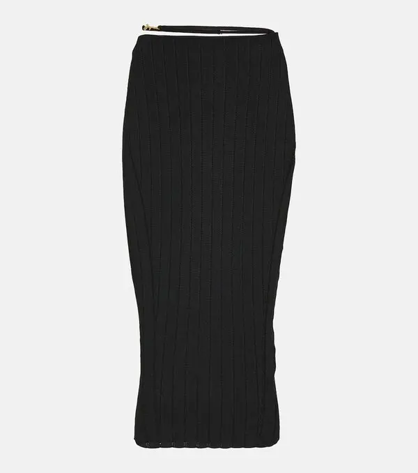 Jacquemus La Jupe Pralu Ribbed-knit Midi Skirt - Black