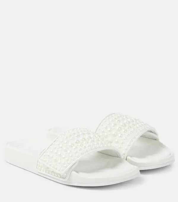 JIMMY CHOO Fitz Embellished Slides - White | Editorialist