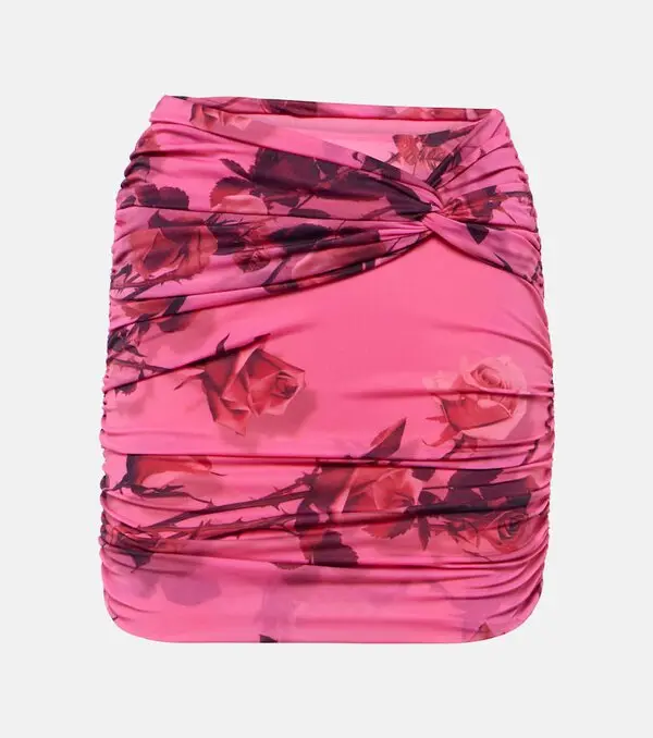 Blumarine Floral Ruched Miniskirt