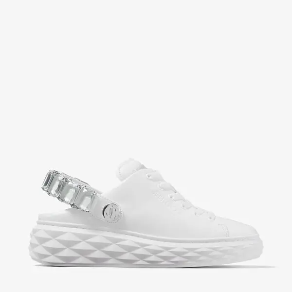 JIMMY CHOO Diamond Sling Slipper Trainers - White/crystal