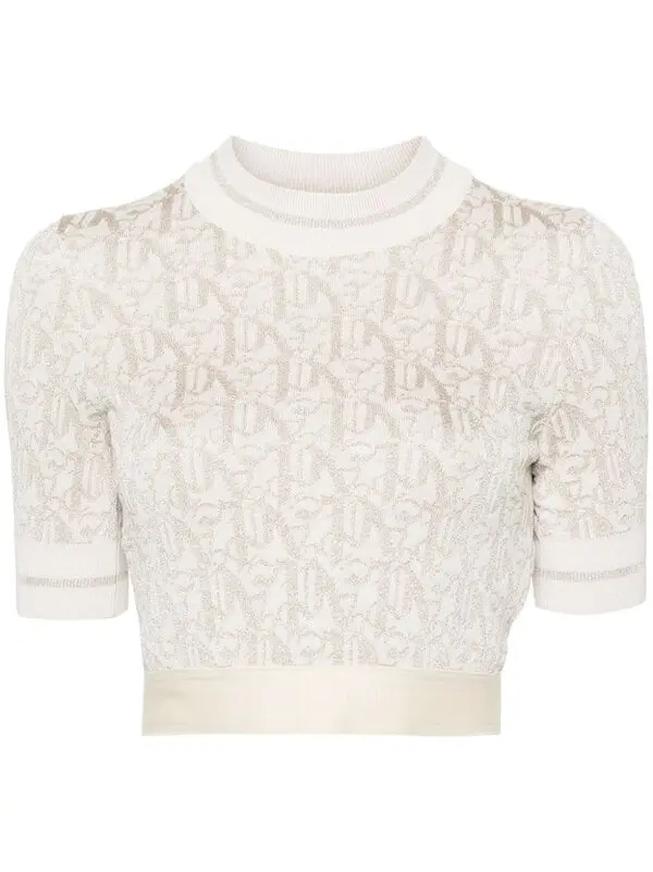 Palm Angels Monogram-jacquard Knitted Crop Top - Neutrals