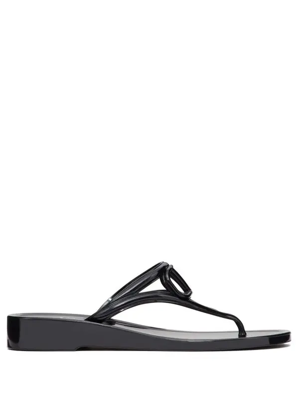 Valentino Garavani Vlogo Signature Thong Sandals - Black