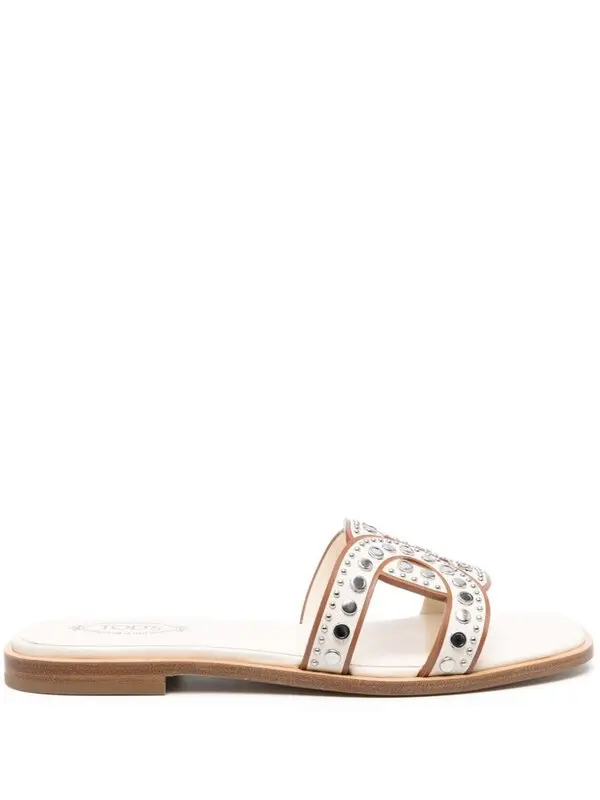 TOD'S Studded Leather Sandals - Neutrals