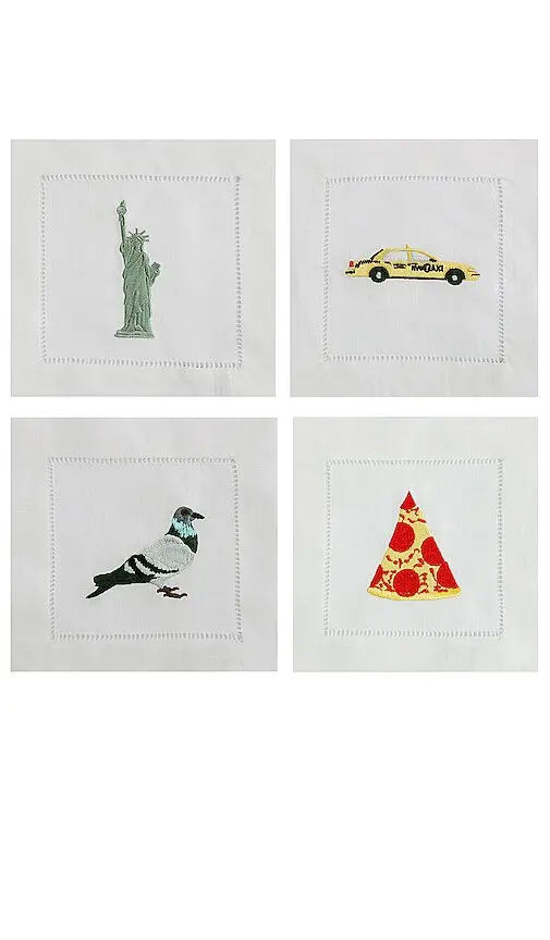 CHEFANIE I Heart Ny Cocktail Napkins Set Of 4 In White