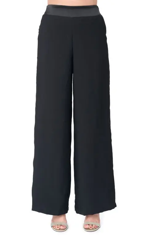 GIBSONLOOK Solstice Wide Leg Satin Pants - Black