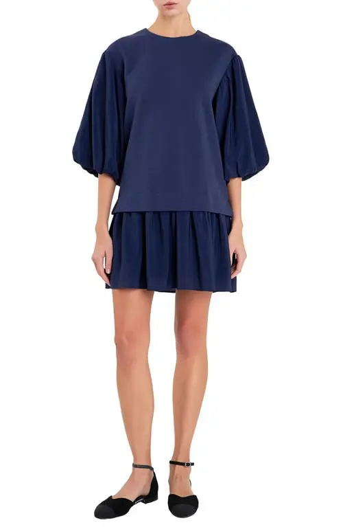 sachin and babi light blue dress Black White Chevron Print Blouson Dress main image 0