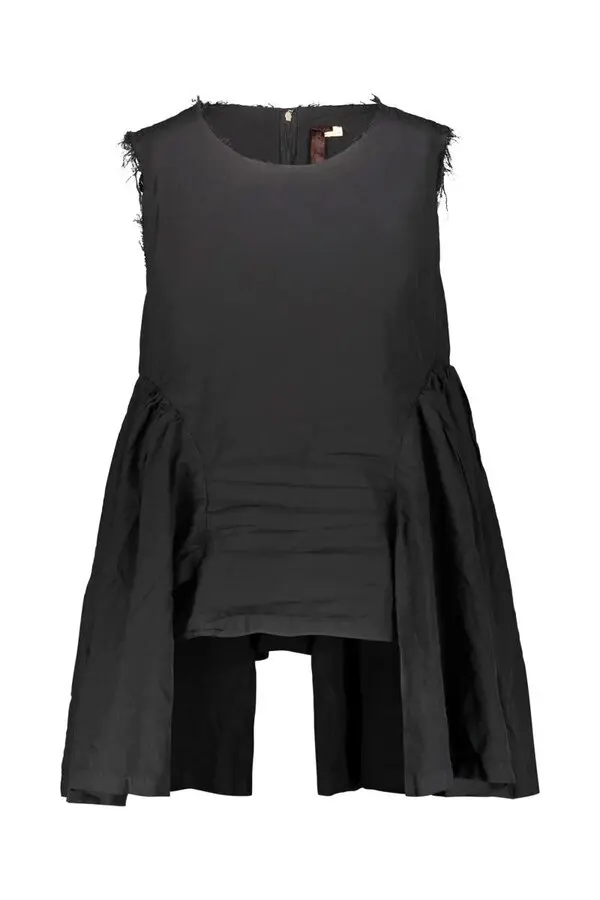 Comme Des Garçons Sleeveless Top With Flounce - Black