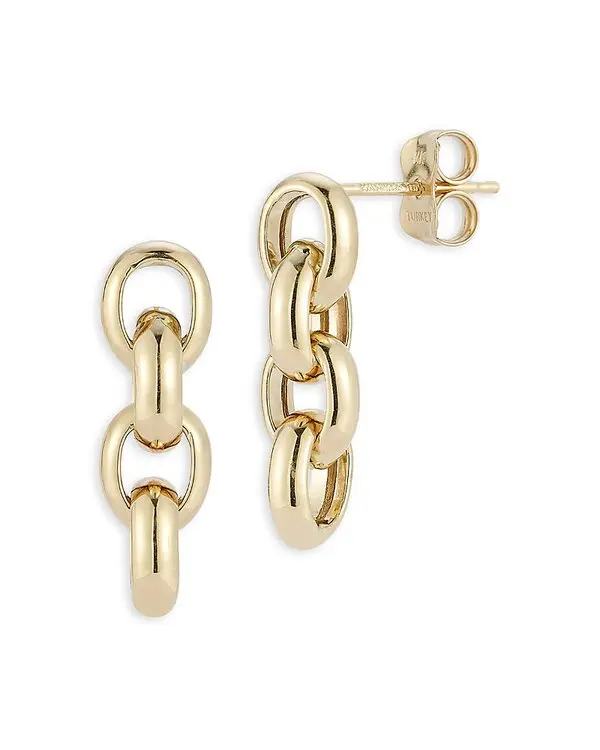 MOON & MEADOW 14k Yellow Chain Link Drop Earrings