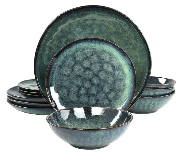 ELAMA Samara 12 Piece Stoneware Dinnerware Set