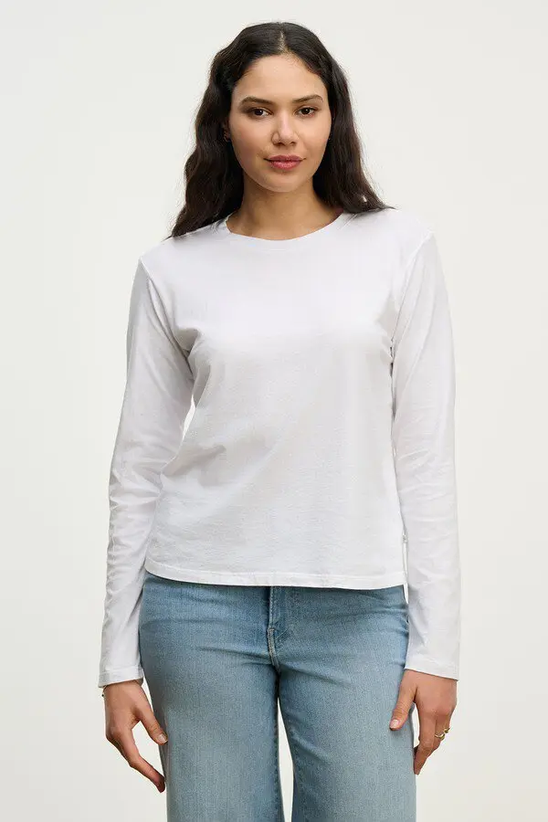 Velvet By Graham & Spencer Vicente Long Sleeve Tee - White