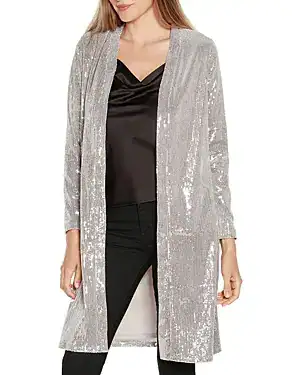 Buy BELLDINI Velvet Sequin Duster - Silver At 35% Off | Editorialist