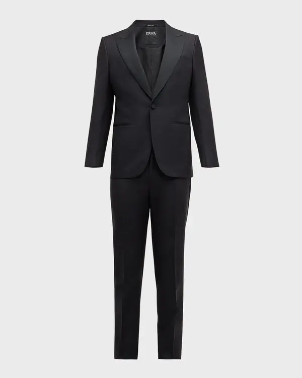 Zegna Wool-mohair Solid Tuxedo - Black Solid